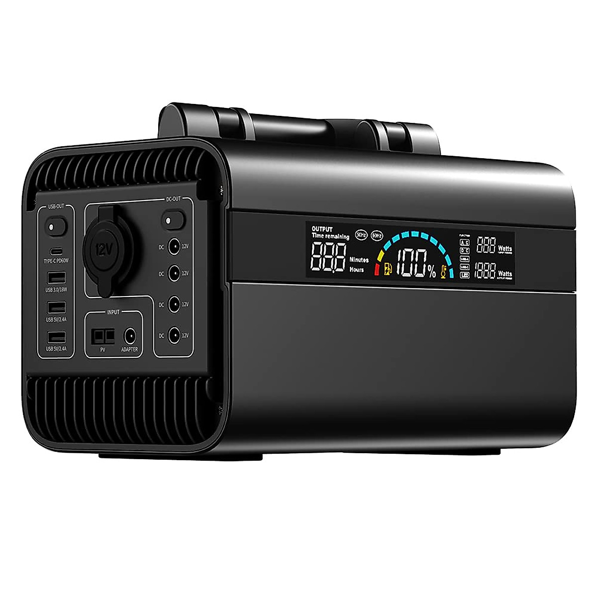 BATINO 600W/577Wh Portable Solar Power Station (Peak 1000W), Solar Generator with PD 60W Quick Charge, 3.0 Fast Charging Port,3 x Pure Sine Wave AC Outlets & LED Flashlight