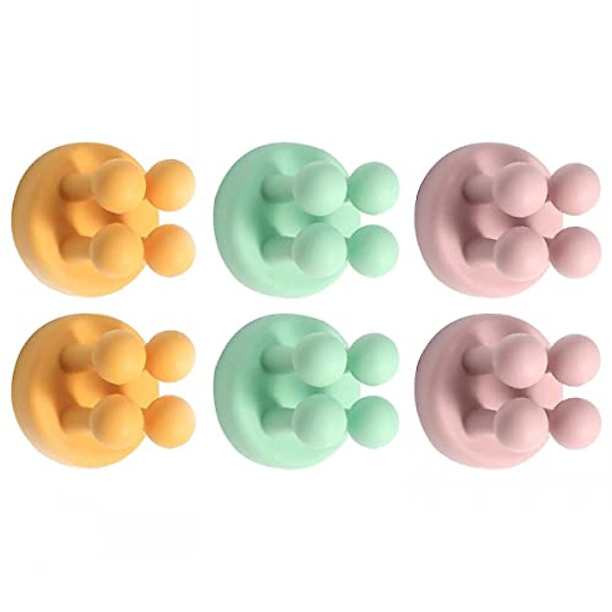 6Pcs Razor Holder for Shower Wall Silicone Stick Hooks for Hanging ,Waterproof Damage Free Hanging Hooks for Kitchen Bathroom Office,Pink Yellow Green