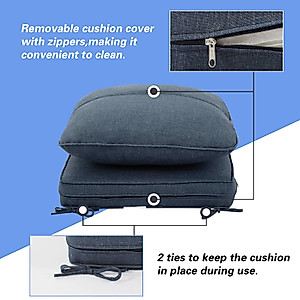 Naga Bahna Outdoor Deep Seat Cushions 24 x 24 Inch Waterproof & Fade Resistant Replacement Patio Chair Cushions with Removable Cover (Nave Blue)