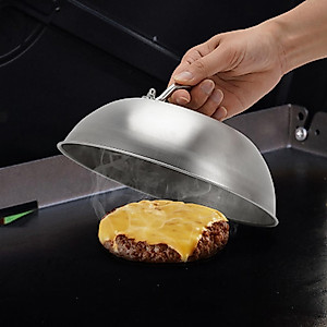 ZBXFCSH Griddle Accessories - Heavy Duty 9" Wide Smashed Burger Melting Cheese Dome - Commercial Grade Stainless Steel Basting and Steaming Cover- Best for Use in Flat Top Grills, 0.6mm Thickness