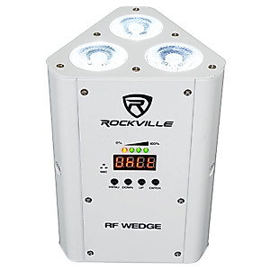 2 Rockville RF Wedge White RGBWA+UV Battery Wireless DMX DJ Up Lights+RF Remotes
