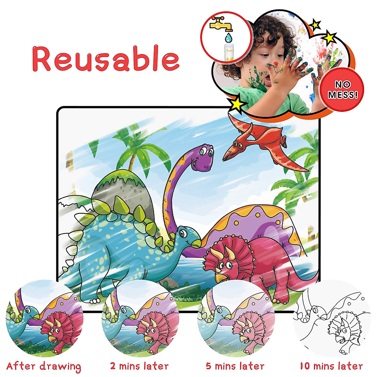 HahaGift Toys for 1 2 3 Year Old Boys Girls Gift, Magic Water Drawing Book Dinosaur Toys for Kids 3-5, Educational Learning Toys for Toddlers 1-3, Best Birthday Gifts for 3 2 1 Year Old Kids !