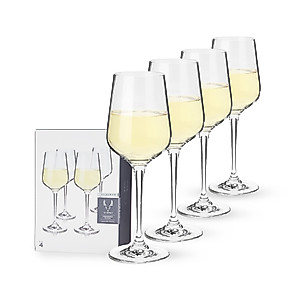 Viski Crystal Chardonnay Glasses - European Crafted White Wine Glasses Set of 4-6oz Stemmed Chardonnay Wine Glass for Wedding or Anniversary and Special Occasions Gift Ideas