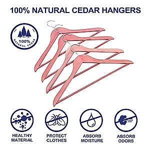 FairyHaus Natural Cedar Wooden Coat Hangers 18Pack & Wicker Baskets for Organizing 3Pack