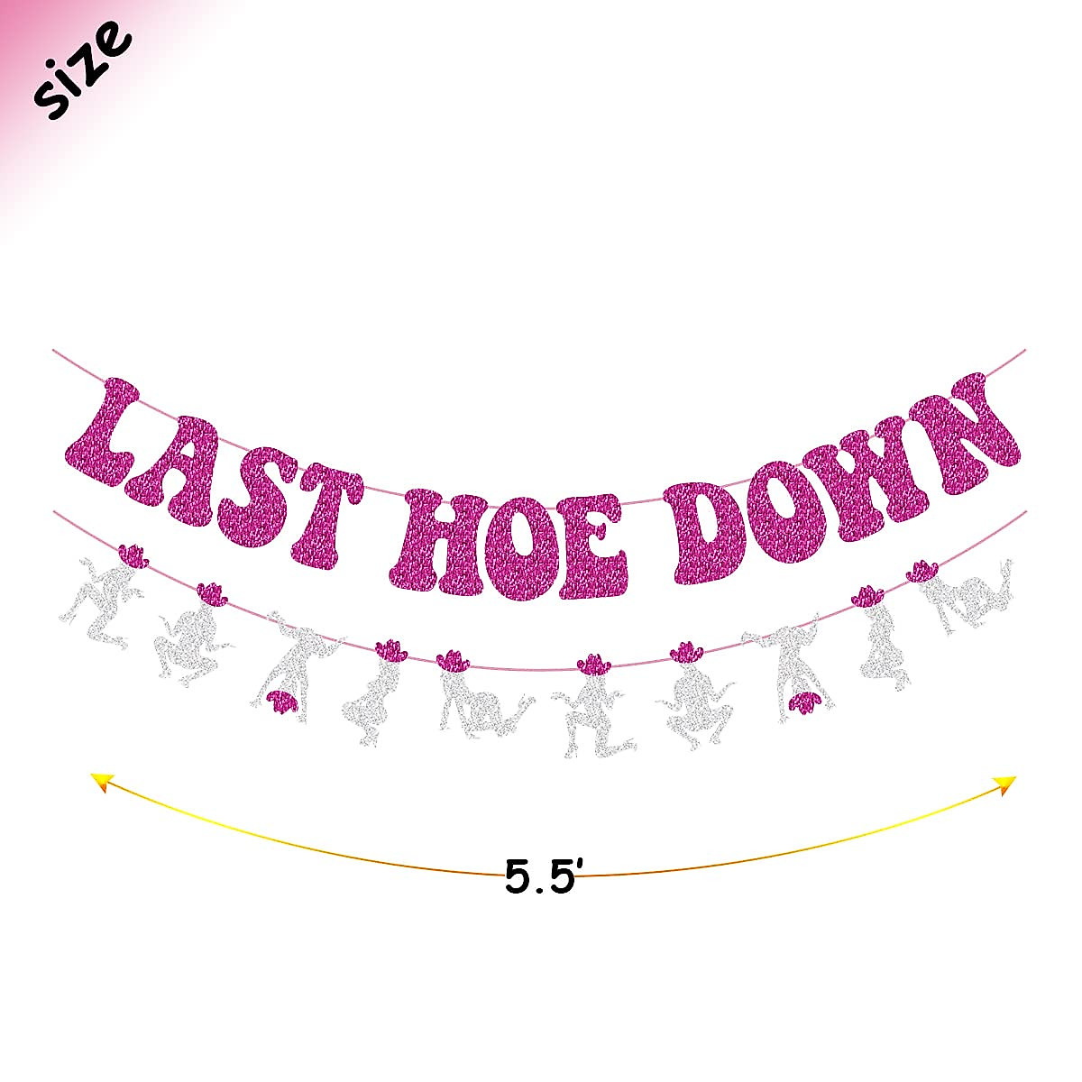 Wulagogo Last Hoedown Space Cowgirl Bachelorette Party Banner, Western, Hot Pink, 7.0 inches x 6.0 inches