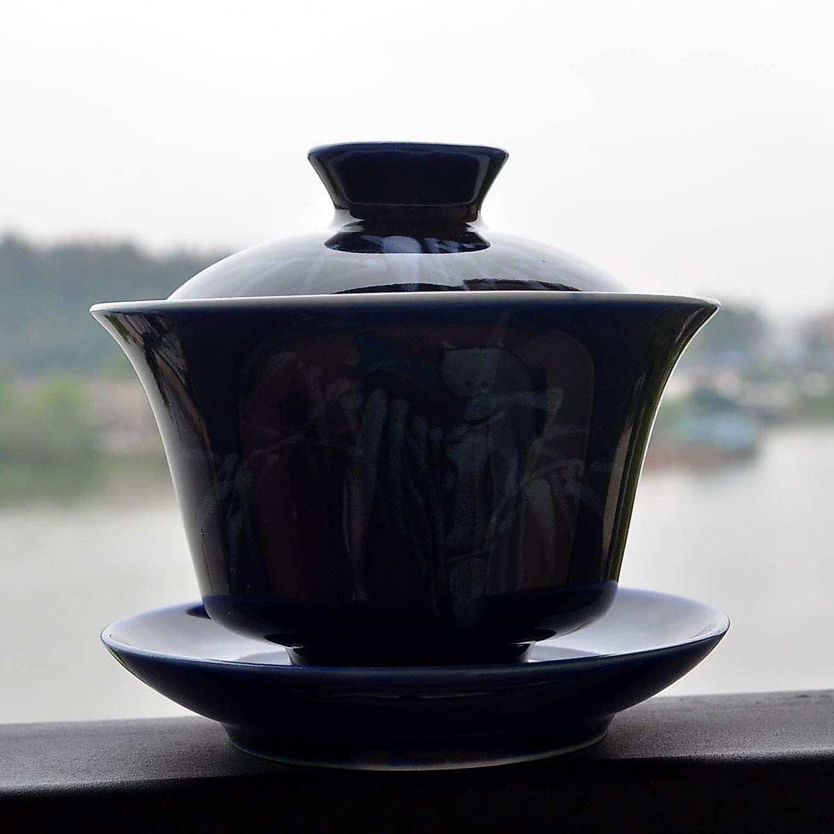 Gaiwan 5oz/150ml Blue White Porcelain teacup Sancai Tea Cup Set beauty pattern Lid(pure leaf)