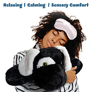 Weighted Stuffed Animal – 6.6 Pounds | Extra Large 31.5 Inches Long | Plush Body Pillow | Black and White Dog | Weighted Animal for Calming – Relaxation – Sensory Comfort