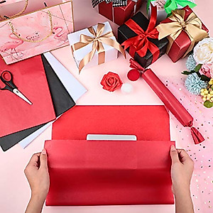 Zonon 100 Sheets Tissue Paper Wrapping Paper for DIY Crafts Birthday Present Holiday Party Gifts Wrapping, 13.78 x 19.69 Inch (Black, White and Red)