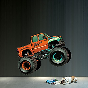 Monster Truck Wall Stickers, Truck Wall Decals for Boy’s Bedroom, Gift for Kids, Car Décor for Baby Boys Kids Bedroom Nursery or Man Cave