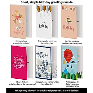 Dessie Unique Birthday Cards Assortment with Generic Birthday Greetings Inside. Suitable For Men, Women and Kids. Includes Envelopes and Gold Stickers, 60 Cards