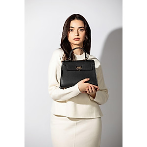 Layla Women’s Top-Handle Handbags – Luxury Crossbody Purse Shoulder Bag for Women – Leather Handbag, Detachable Strap(Black)