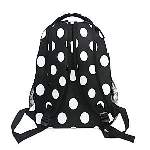 ALAZA Black White Polka Dot Backpack Daypack College School Travel Shoulder Bag