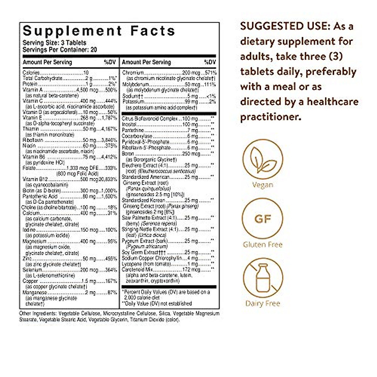 Solgar Male Multiple, 60 Tablets - Multivitamin, Mineral & Herbal Formula for Men - Advanced Phytonutrient - Vegan, Gluten Free, Dairy Free - 20 Servings