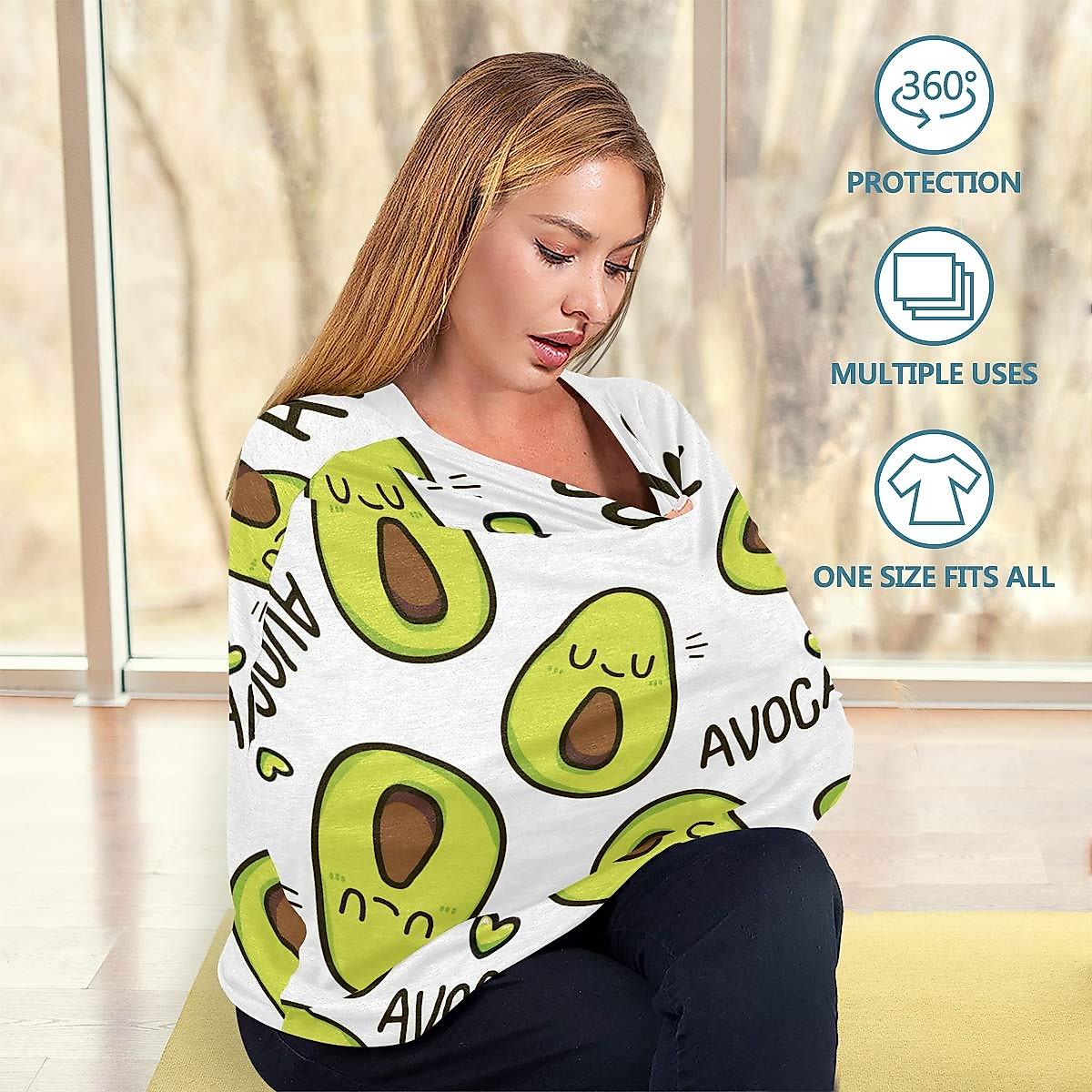 Nursing Cover Breastfeeding Scarf Avocado- Baby Car Seat Covers, Stroller Cover, Carseat Canopy (k9)