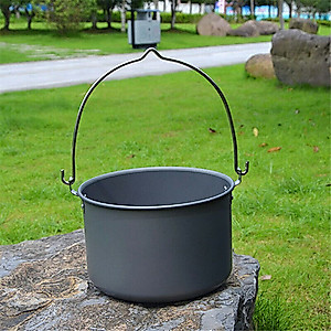 LinaLife Carry Camping Hiking Outdoor Cookware Cooking Picnic Camping Pot Hanging Pot Cooking Kettle with Lid Pan Cookware for Camping Hiking Fishing Picnic Backpacking 5 Quarts