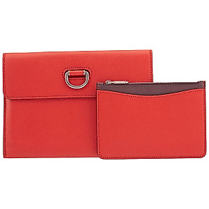 Burberry Womens D-Ring Leather Pouch, Red