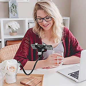 ITART Plastic Flexible Long Arms Gooseneck Clip Clamp Stand Universal Cell Phone Holder - Black