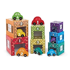 Nesting & Sorting Garages & Cars: Activity Kit Bundle with 1 Me l i ssa & Doug Rainbow Scratch Art Mini-Pad (02435 - R)