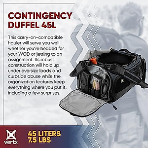 Vertx 45L Contingency Tactical Duffle Bag, Travel Luggage Compatible with Vertx Tactigami for Survival EDC Gear, Gun Range, CCW Concealed Carry, Hunting, Heather Black/Galaxy Black, One Size