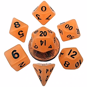 Glow in The Dark Orange 10mm Mini Polyhedral Dice Set
