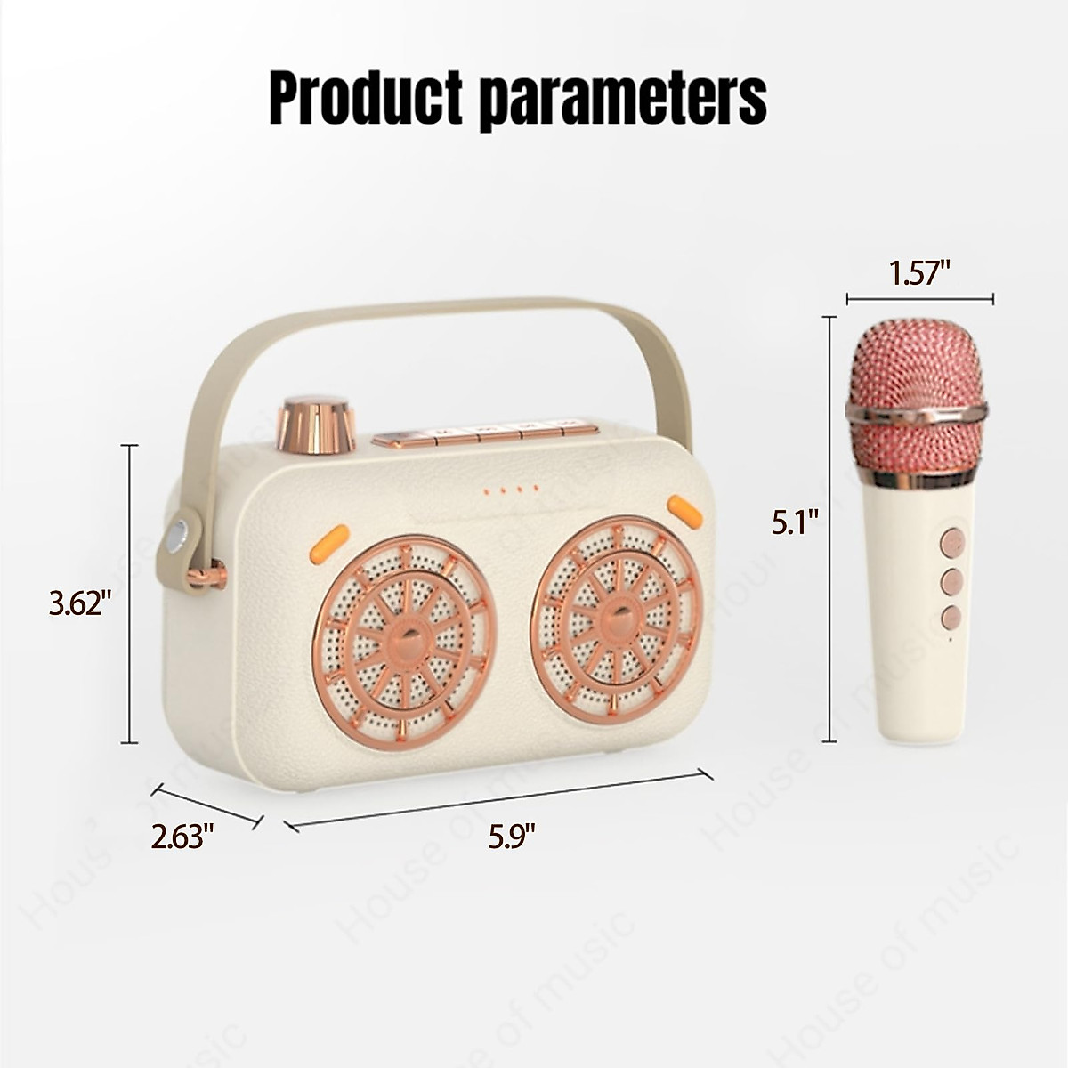 Karaoke Machine with One/Two Wireless Microphones.Portable Bluetooth Karaoke Speaker for Adults and Kids with Dual Speakers Supports TF/USB, AUX in for Party, Birthday (White with Single Microphone)