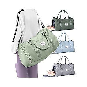 Travel Duffel Bags with Shoe Compartment and Wet Pocket - For Airplane, Gym, Dance, Overnight, Carry On