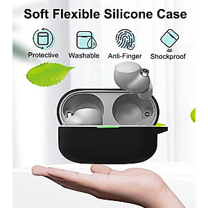 A-Focus WF-1000XM4 Case Ear Tips Kit, Silicone Cover 3 Pairs Memory Foam Noise Reduce Comfortable EarTips with Carabiner Accessories Set Compatible with Sony WF-1000XM4 Black