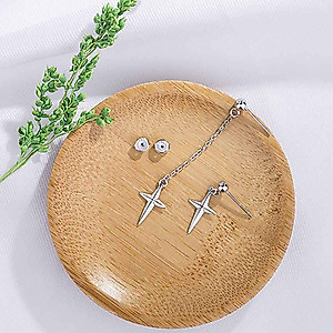 HZJCC Asymmetric Cross drop earring for women men White gold plated chain long earring geometry jewelry