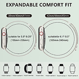 Marge Plus for Apple Watch Band Series Ultra 8 7 6 5 4 3 2 1 SE 38mm 40mm 41mm 42mm 44mm 45mm 49mm Women and Men, Stainless Steel Mesh Loop Magnetic Clasp Replacement for iWatch Bands (41mm/40mm/38mm, A--Starlight).