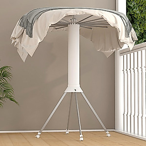 crystine Laundry Racks for Drying Clothes Octopus Cylinder Portable Clothes Rack with Four Wheels and 16 Drying Rods Space Saving Drying Rack, Suitable for Balcony, Bedroom, Indoor and Outdoor (Grey)