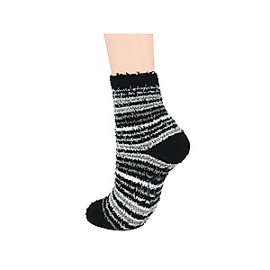 Cosy Encounter Womens Fuzzy Slipper Socks Winter Warm Anti Slip Socks Comfy Thick Thermal Socks Casual Home 5 Pairs White Black One Size, WDCEBS4072SXG5PSN