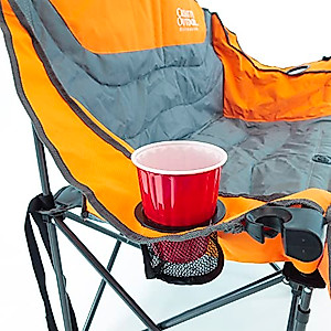 Creative Outdoor Distributor Luxury Camp Chair, Steel Frame & Polyester Fabrics, Folds Compact, Storage Bag Included (Wine Holder + 2 Person, Orange)