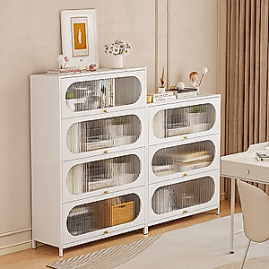 Yoleduo White Bookcase, Steel 3 Tier Bookshelf with Storage Shelves Organizer,Modern Multipurpose Display Cabinet for Living Room, Study, Reading Nook (White, 3-Tier(31.49"))