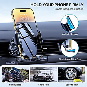 Miracase Phone Mount for Car, [Strong Suction] Universal 3 in 1 Car Phone Holder Mount for Dashboard Windshield Air Vent Compatible with iPhone 14 13 12 11 Pro Max Mini All Mobile Phones