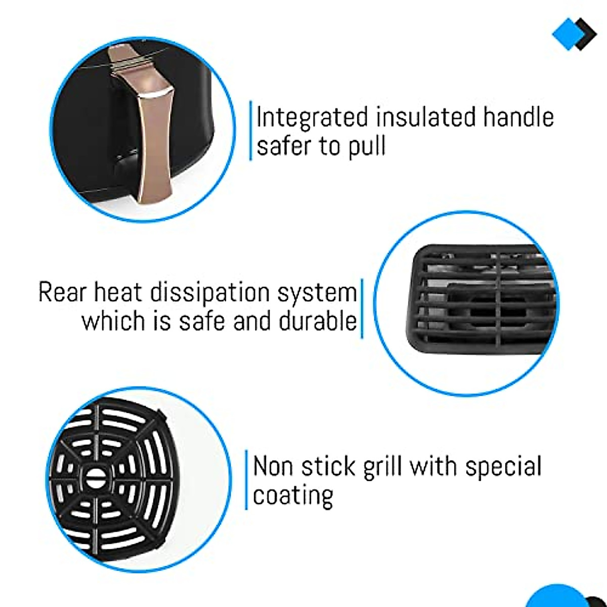 Silver Crown Deep Air Fryer – Electric Hot Air Fryer with Digital Display & XL Capacity, 1400 Watts, Instant Healthy & Low Calorie Cooking Essentials, Oilless Meals, Kitchen Countertop Accessories