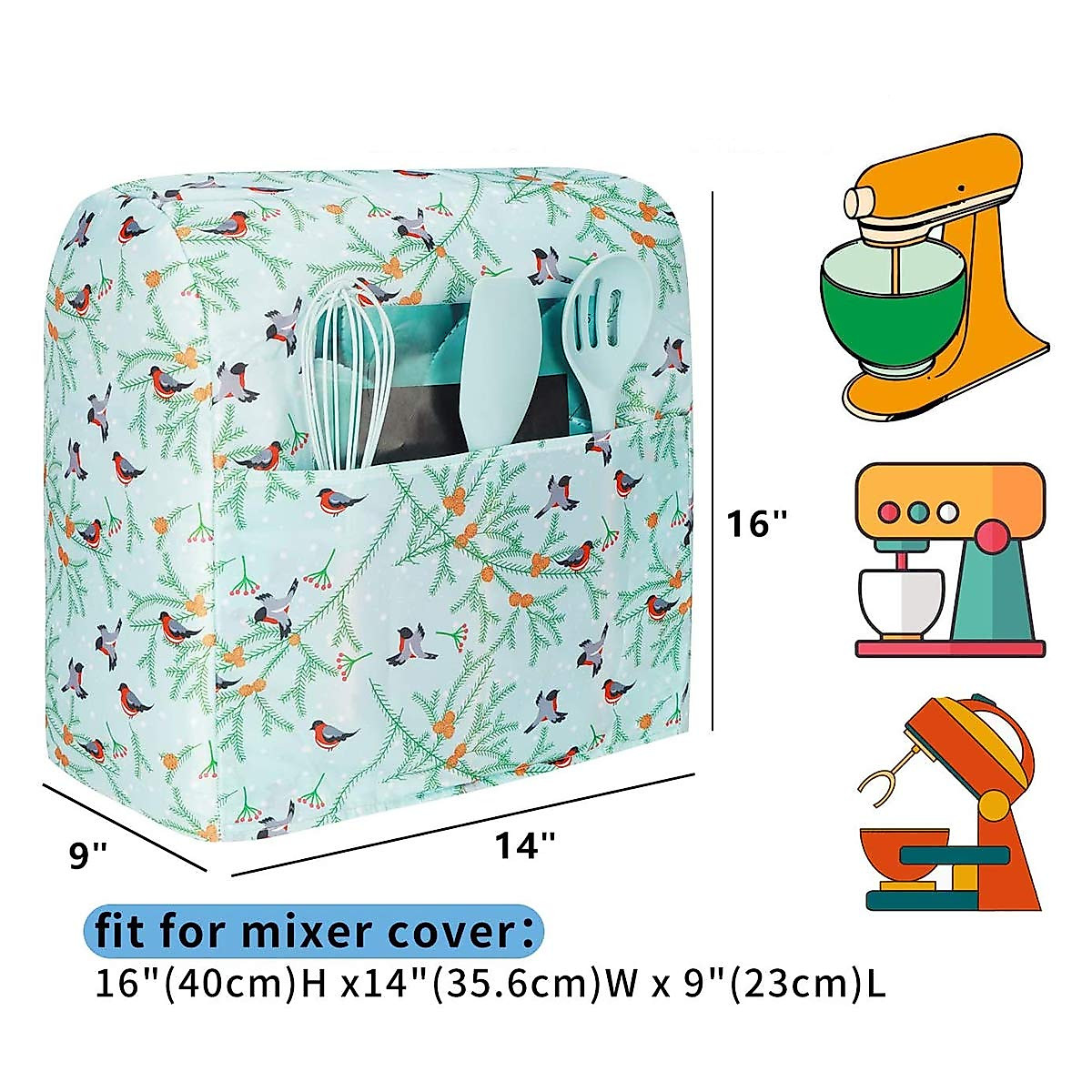 Kitchen Aid Mixer Cover Compatible with 6-8 Quarts Kitchen Aid/Hamilton Stand Mixer/Tilt Head & Bowl Lift Model,Bird Print Mixer Cover Pioneer Woman Kitchen Accessories,Kitchen Aid Mixer Accessories