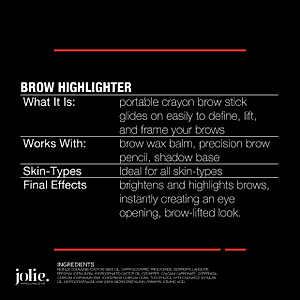 Jolie Eyebrow Perfecting Brightener & Highlighter, Creamy Self Sharpening Crayon Stick, Satin Finish (Champagne Pink)