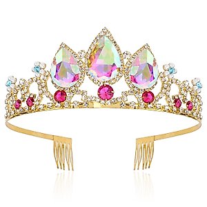 Velscrun Girls Rapunzel Crown, Crowns for Girls, Princess Crown for Girls, Girls Tiaras Headband, Girls Crown Princess Tiara, Multicolored Crown Headbands for Birthday Party and Halloween Cosplay