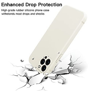 KPKHDI Phone 13 Pro Max Case - Matte Silicone, Stain Resistant, Full Body Protection, Anti-Scratch, Shockproof, 6.7 inch (Antique White)