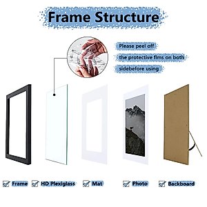 Picrit 5x7 Picture Frame Set of 7, Display 5x7 with Mat or 4x6 Without Mat, Photo Frames for Wall Mounting or Table Top Display, Black.