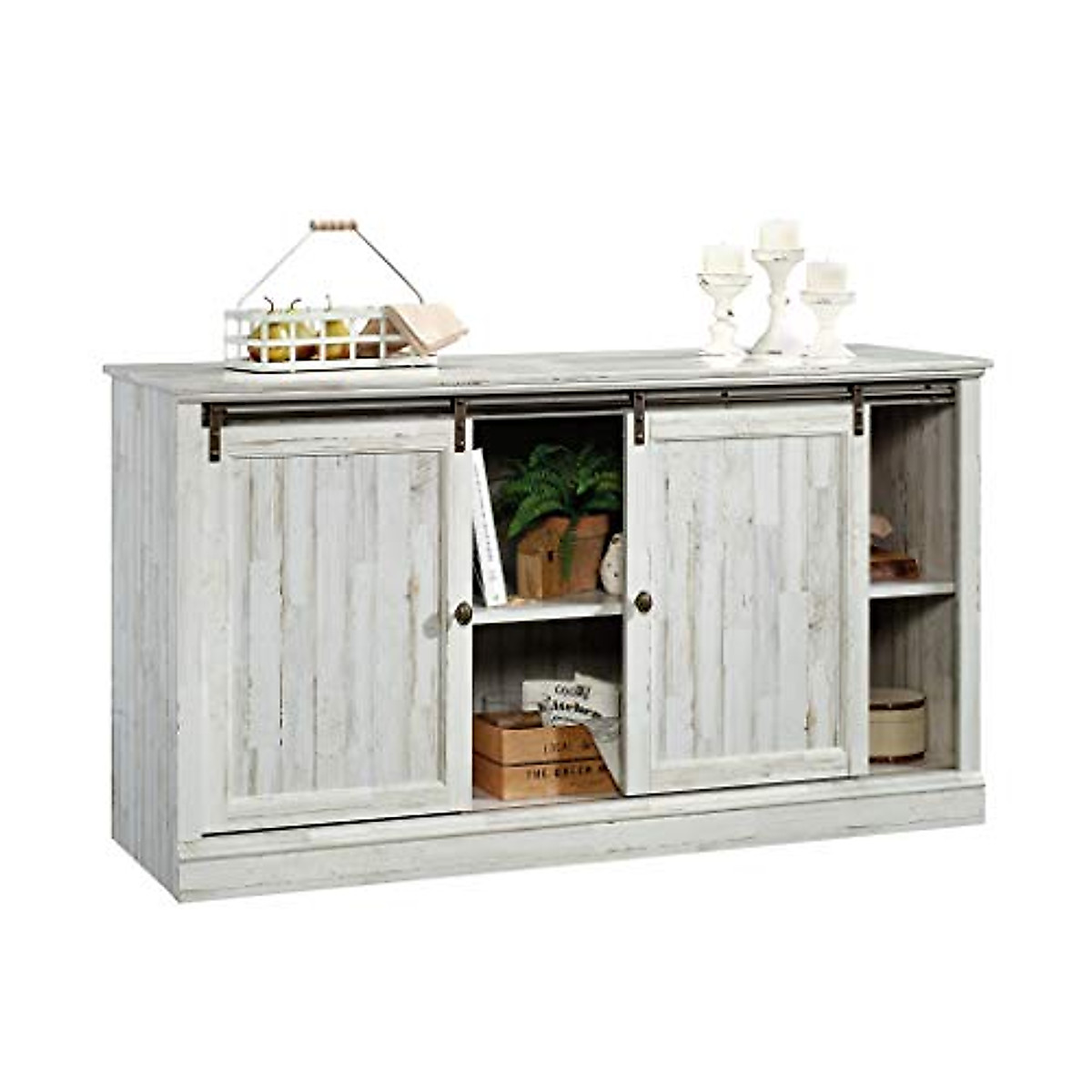 Sauder Barrister Lane Credenza, for TVs up to 60", White Plank finish