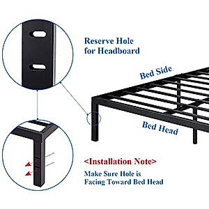 VECELO 14" Queen Metal Platform Bed Frame,Heavy Duty Steel Slat/Easy Assembly Mattress Foundation/No Box Spring Needed