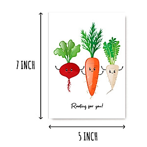 OystersPearl Rooting For You Good Luck Card Congratulations Card Vegetable Card Food Pun Card - Vegetable Card - Cute Memory Card - Cute Birthday Card