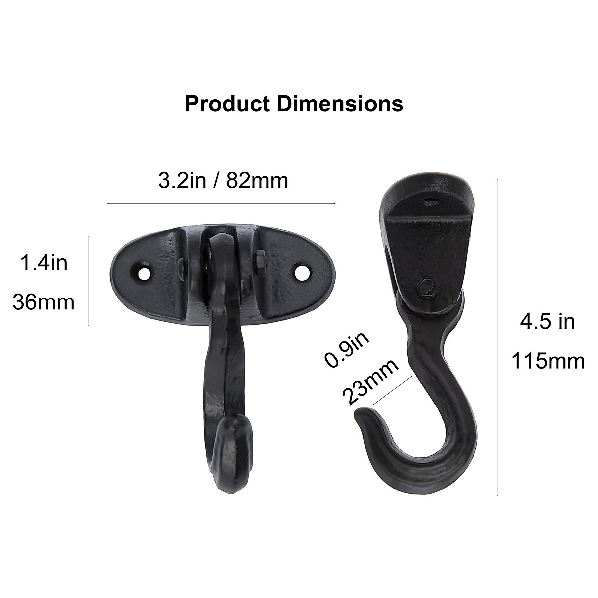 SMKOLIN 2 Pack Cast Iron Ceiling Hook,Industrial Coat Hook,Chandelier Hooks,Plant Pot Hanger