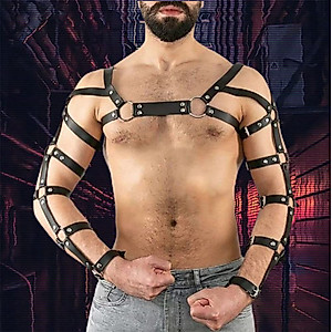 MEACOBRY Harness for Men Punk Adjustable Leather Chest Harness Belt Clubwear