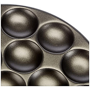 patisse Poffertjes Pan Set with Recipes Mixing Bottle and Reeds, Aluminium, Black, 25 cm 6 Units