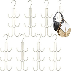 8 Pack Purse Hanger Organizer for Closet Handbag Metal Holder, Hanging Closet Organization Space Saving Storage Scarves, Men's Ties, Women's Shawl, Backpack, Belt, Accessories, Clothes (Apricot)