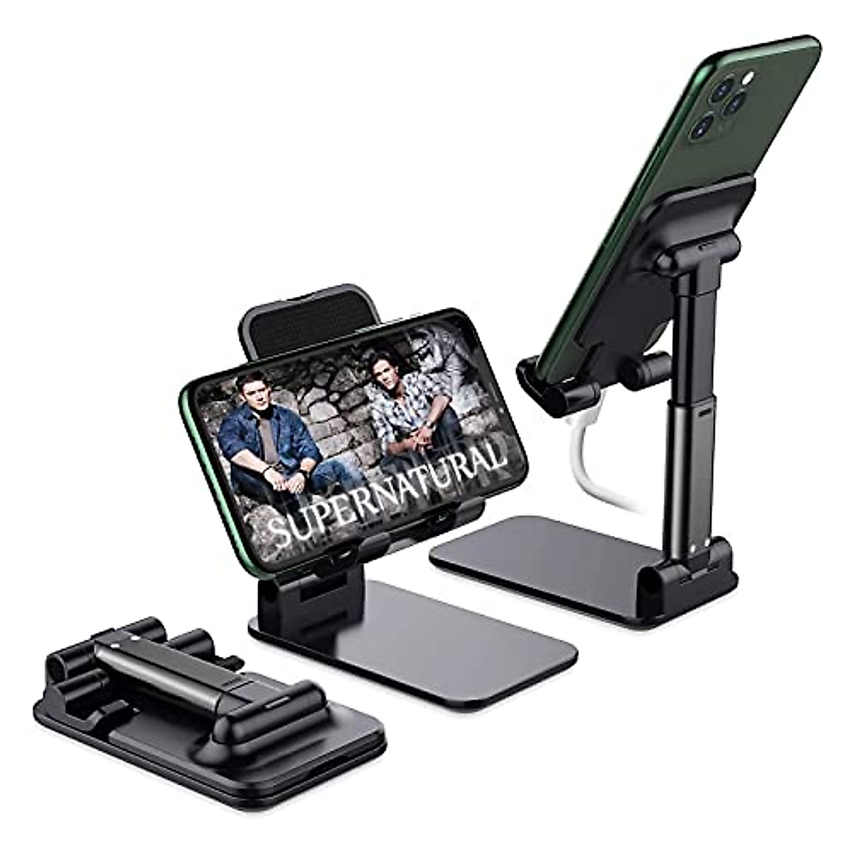 USStarStore Adjustable Cell Phone Stand for Desk, Angle Height Adjustable Cell Phone Stand for Desk, Case Friendly Phone Holder Stand for Desk (Black 7 oz)