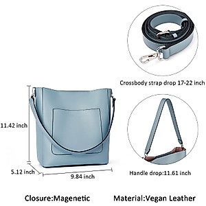 BROMEN Hobo Bags for Women Leather Handbags Designer Shoulder Bucket Crossbody Purse Blue