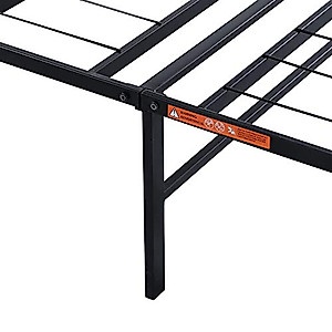 Olee Sleep Foldable Metal Platform Bed Frame, 14 Inch Steel Mattress Foundation, Easy Storage, No Box Spring Needed, Black, Twin Size